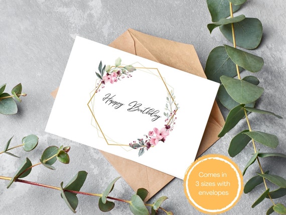 Birthday Card Printable Boho Floral Digital Birthday Card - Etsy