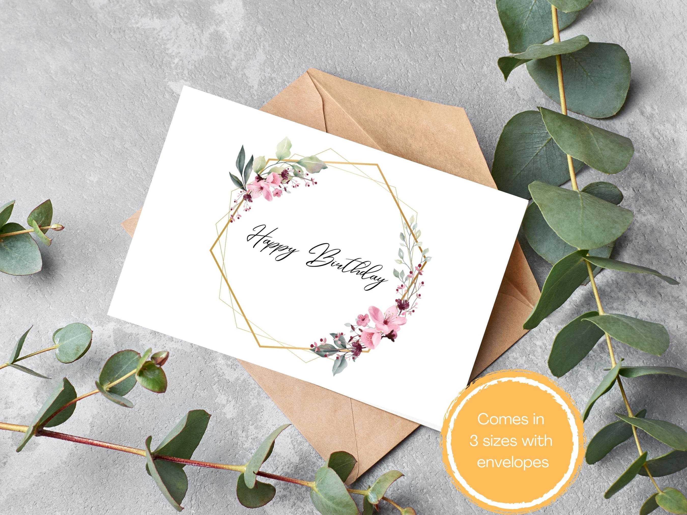 Birthday Card Printable Boho - Floral Digital Birthday Card - Card With ...
