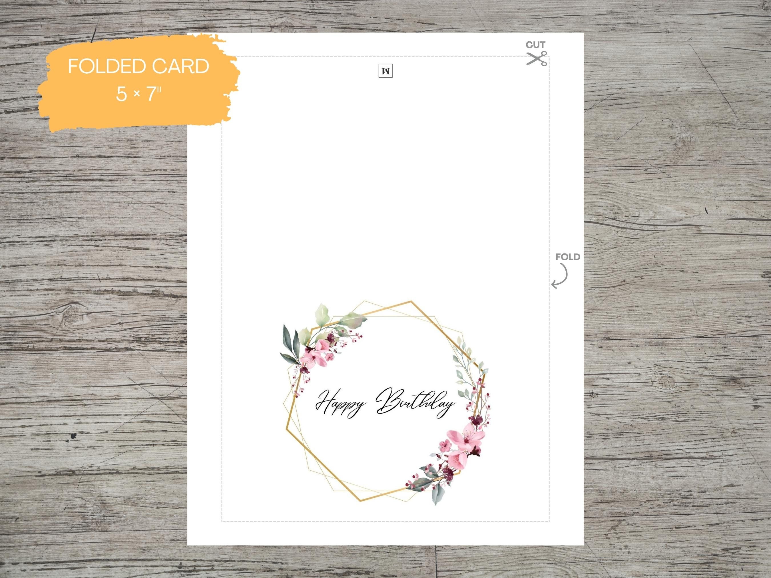 Birthday Card Printable Boho Floral Digital Birthday Card - Etsy