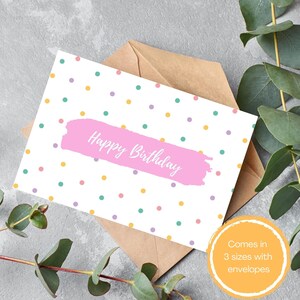 Happy Birthday Card - Printables Birthday Card - Polka Dot Birthday ...