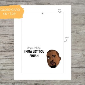 Kanye Birthday Card Printable - Funny Birthday Card - Illustrated ...