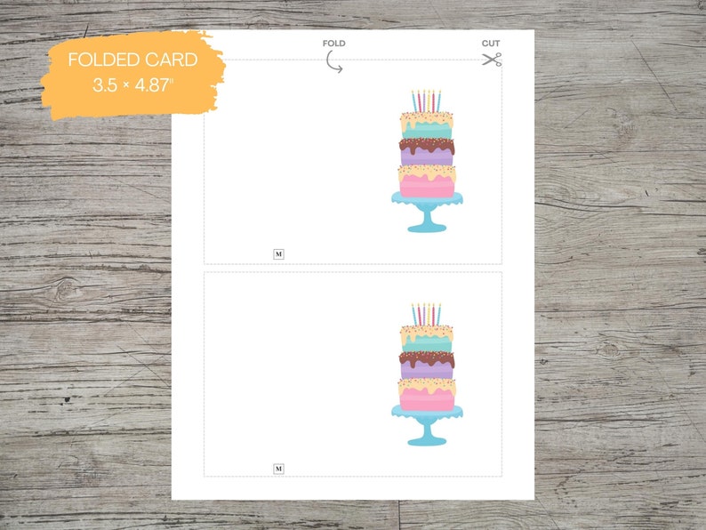 Cake Birthday Card Printable Birthday Card Happy Birthday - Etsy