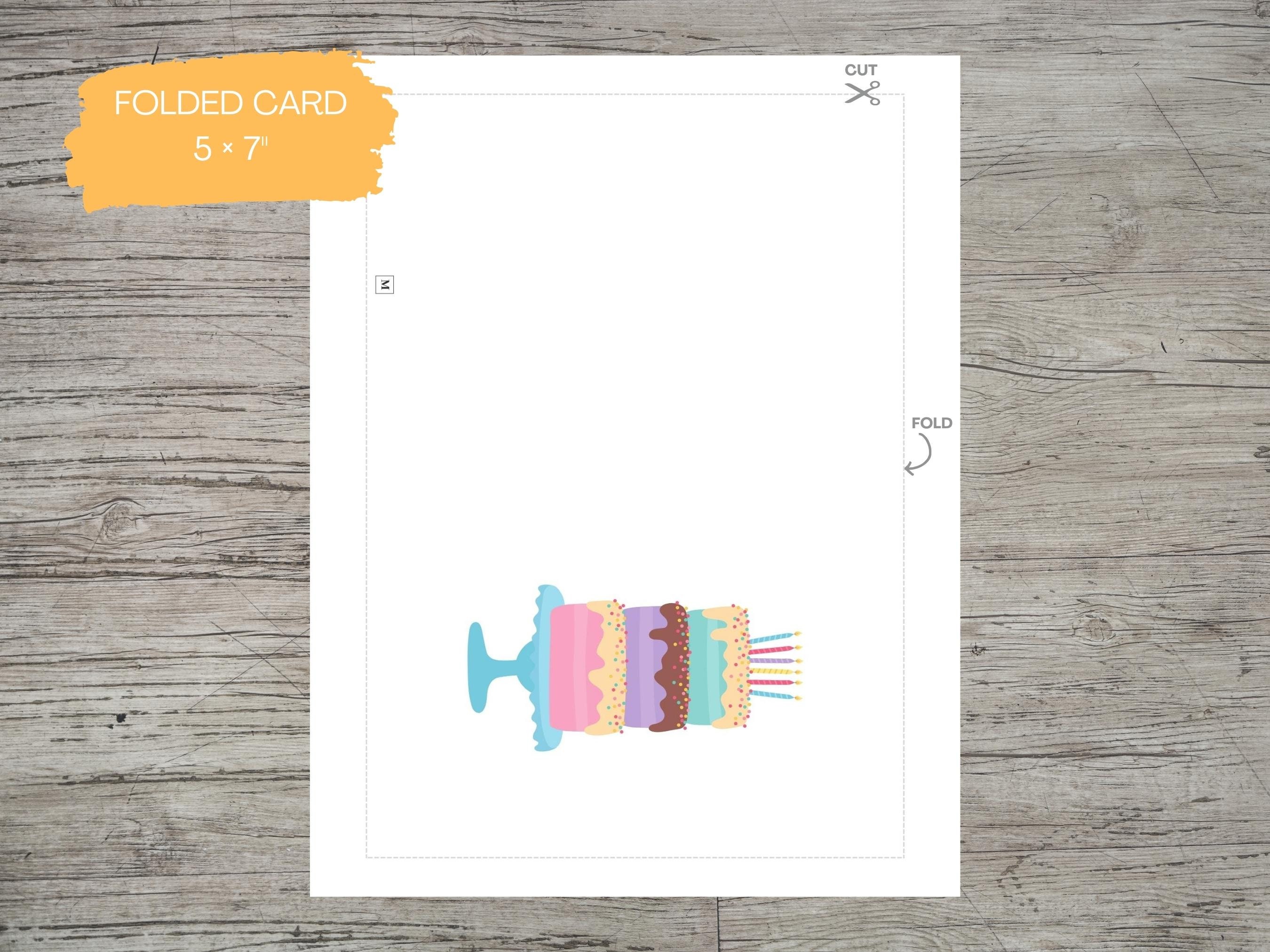 Cake Birthday Card- Printable Birthday Card - Happy Birthday Card Cake ...