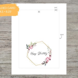 Birthday Card Printable Boho - Floral Digital Birthday Card - Card With ...