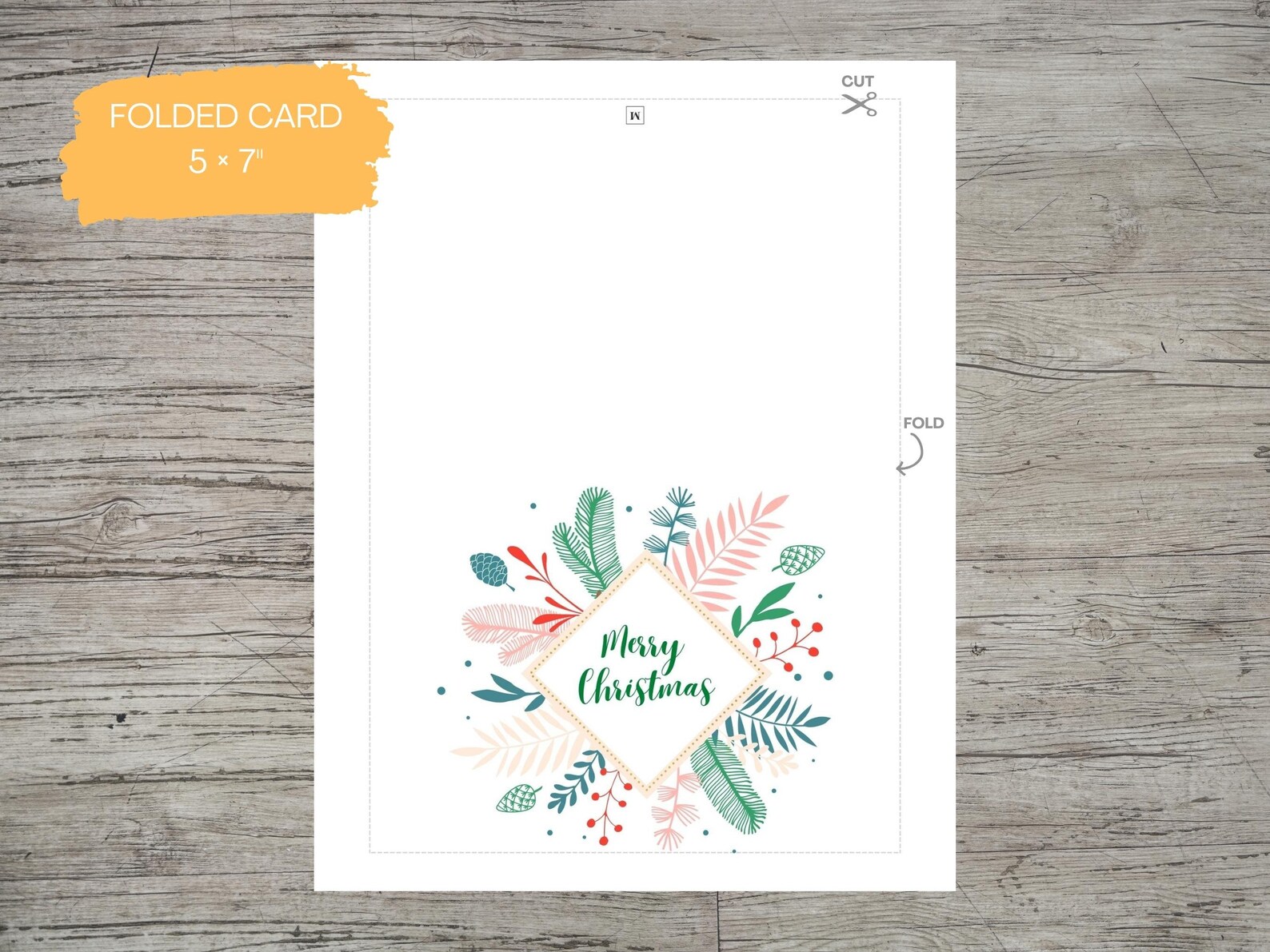 Digital Christmas Card Printable - Printable Folding Christmas Card ...