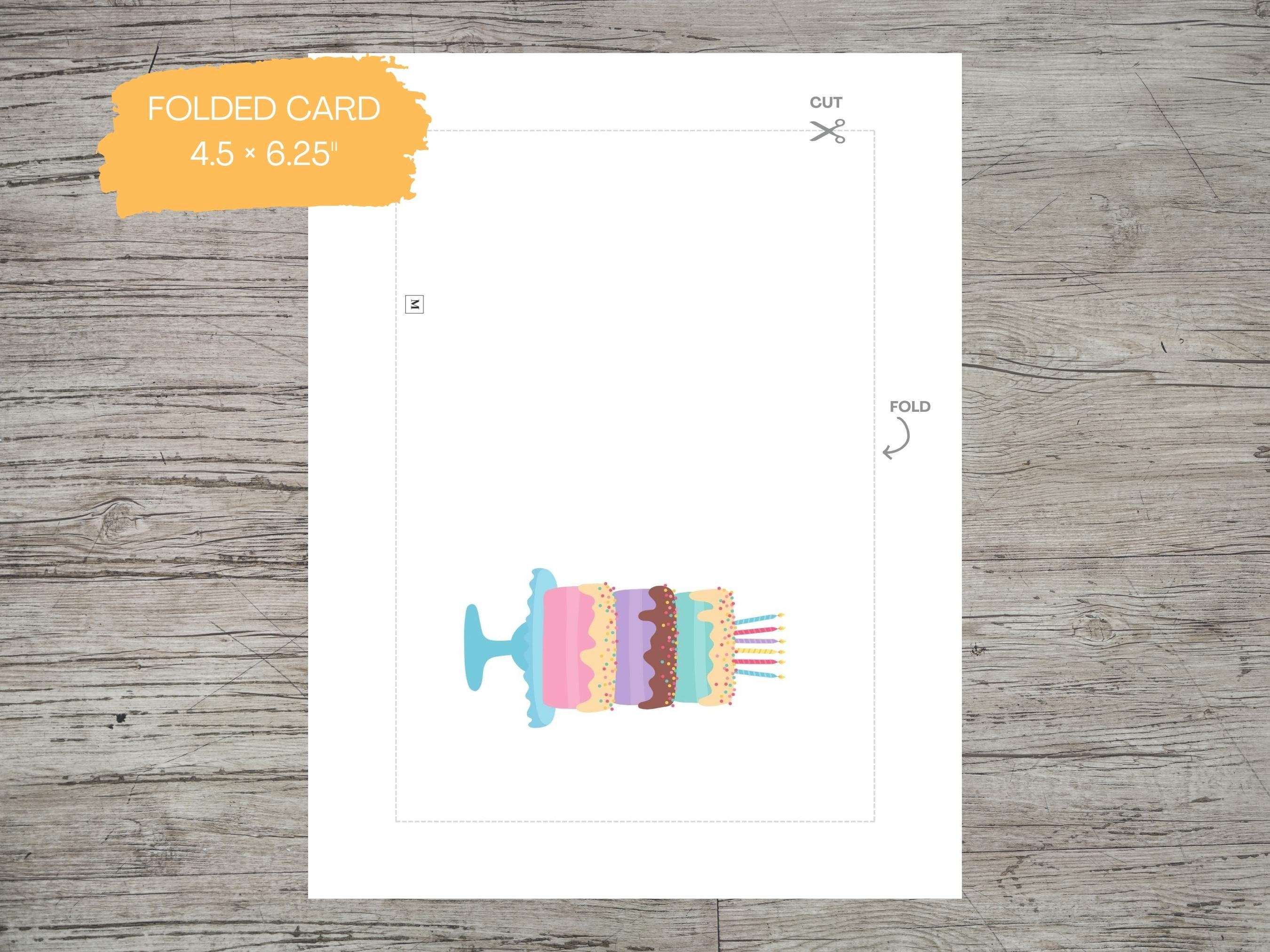 Cake Birthday Card Printable Birthday Card Happy Birthday - Etsy