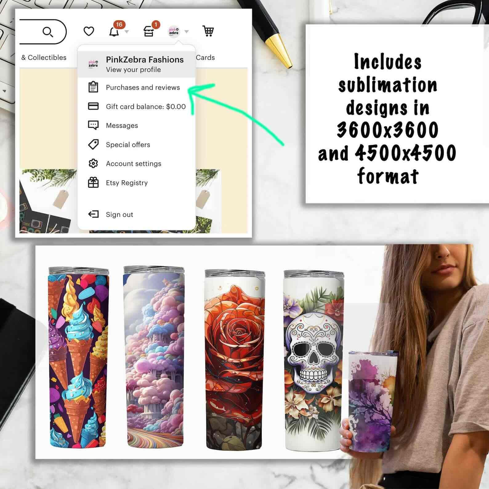 Black Gold Photo Frame Tumbler Wrap, Affirmation Tumbler, 20oz Skinny ...