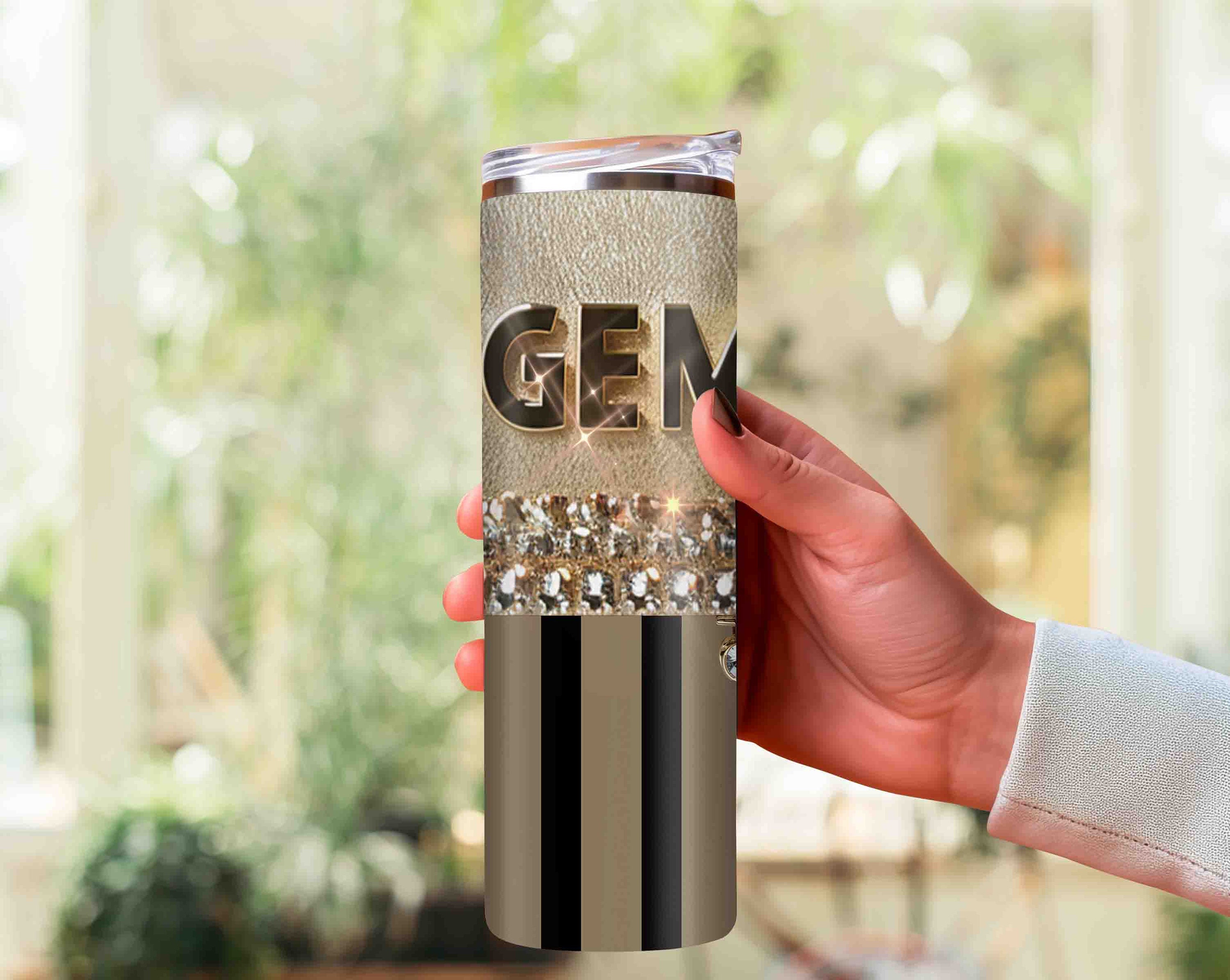 Gemini Tumbler Wrap, 20 Oz Skinny Sublimation, Gold Black Fashion ...