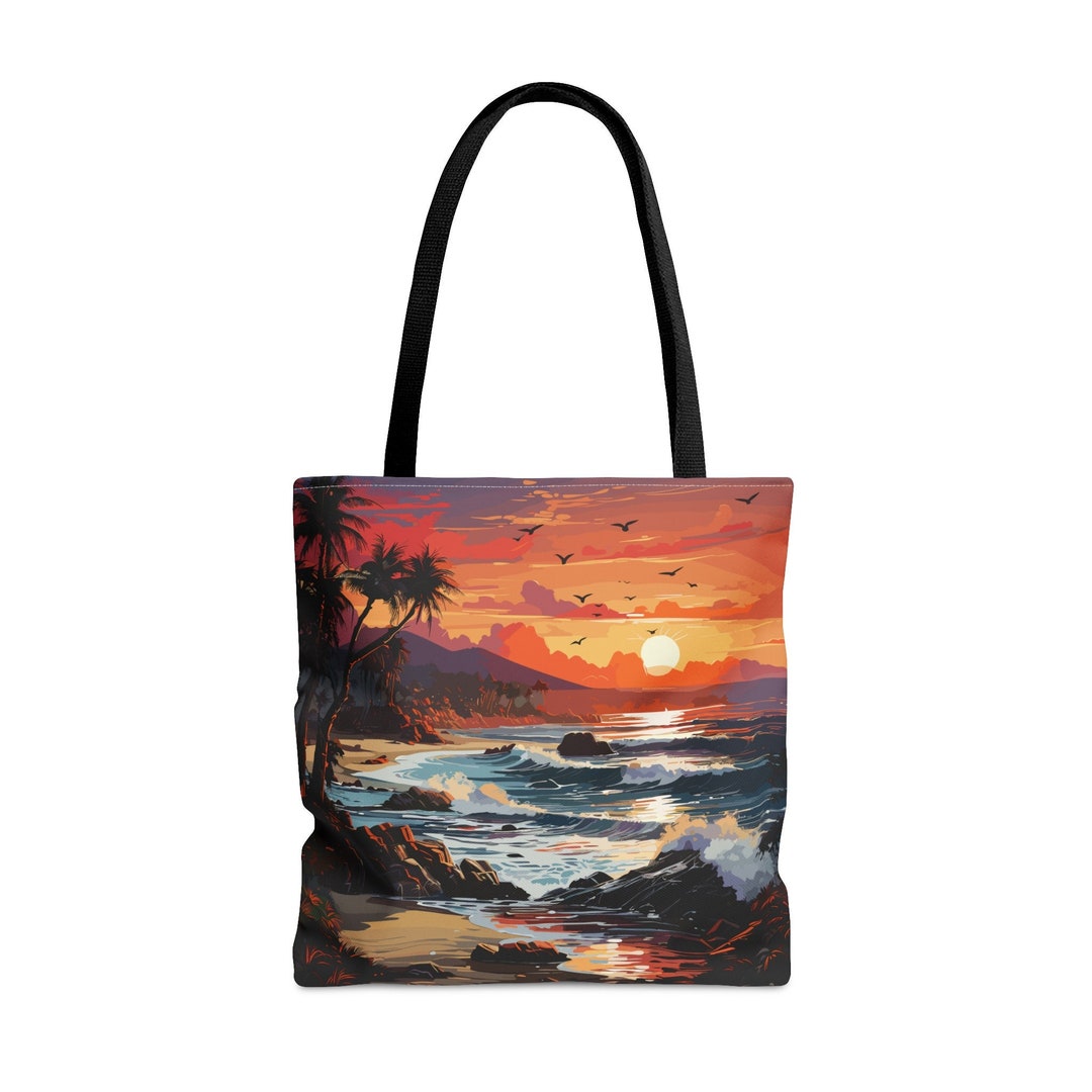 Tropical Sunrise Sunset Tote Bag, Ocean Front Gift Idea, Mountain View ...