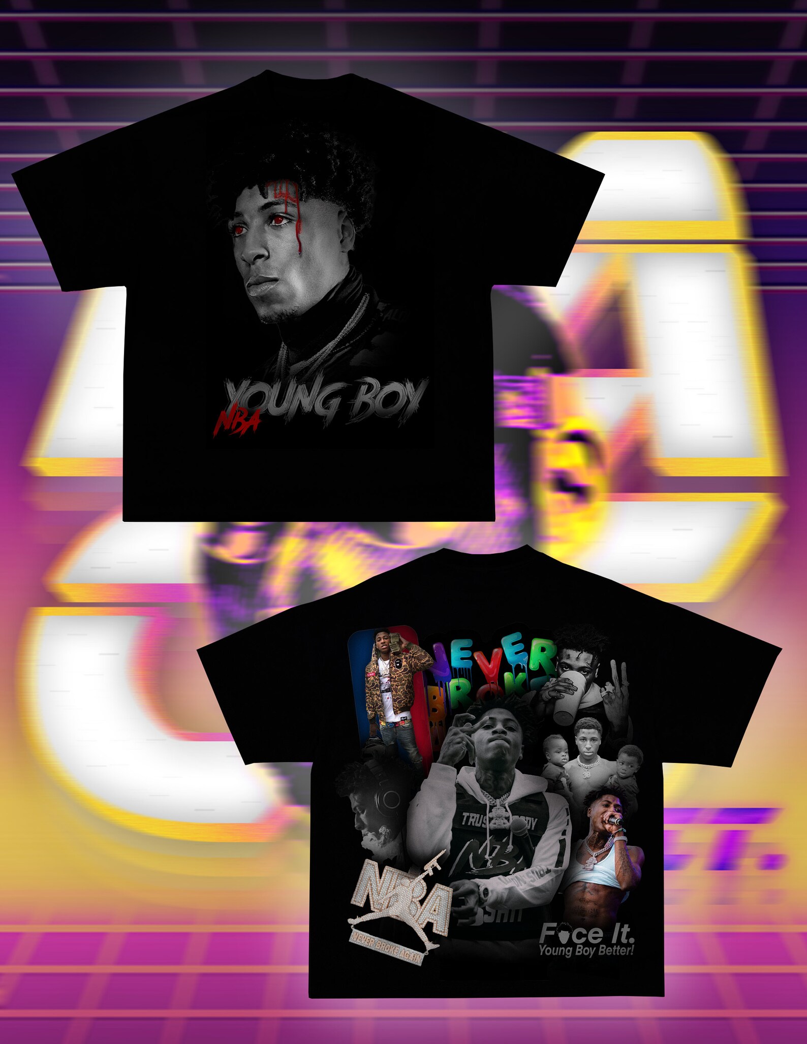 NBA YOUNGBOY T-SHIRT Rapper Tee Graphic Tee Bootleg Tee Rapper T Shirt ...