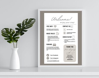 House Rules Welcome Sign Template Canva Template Wifi - Etsy