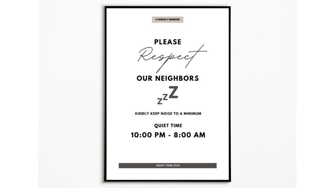 Quiet Time Sign | Canva Editable Sign | Airbnb Sign | Vacation Rental ...