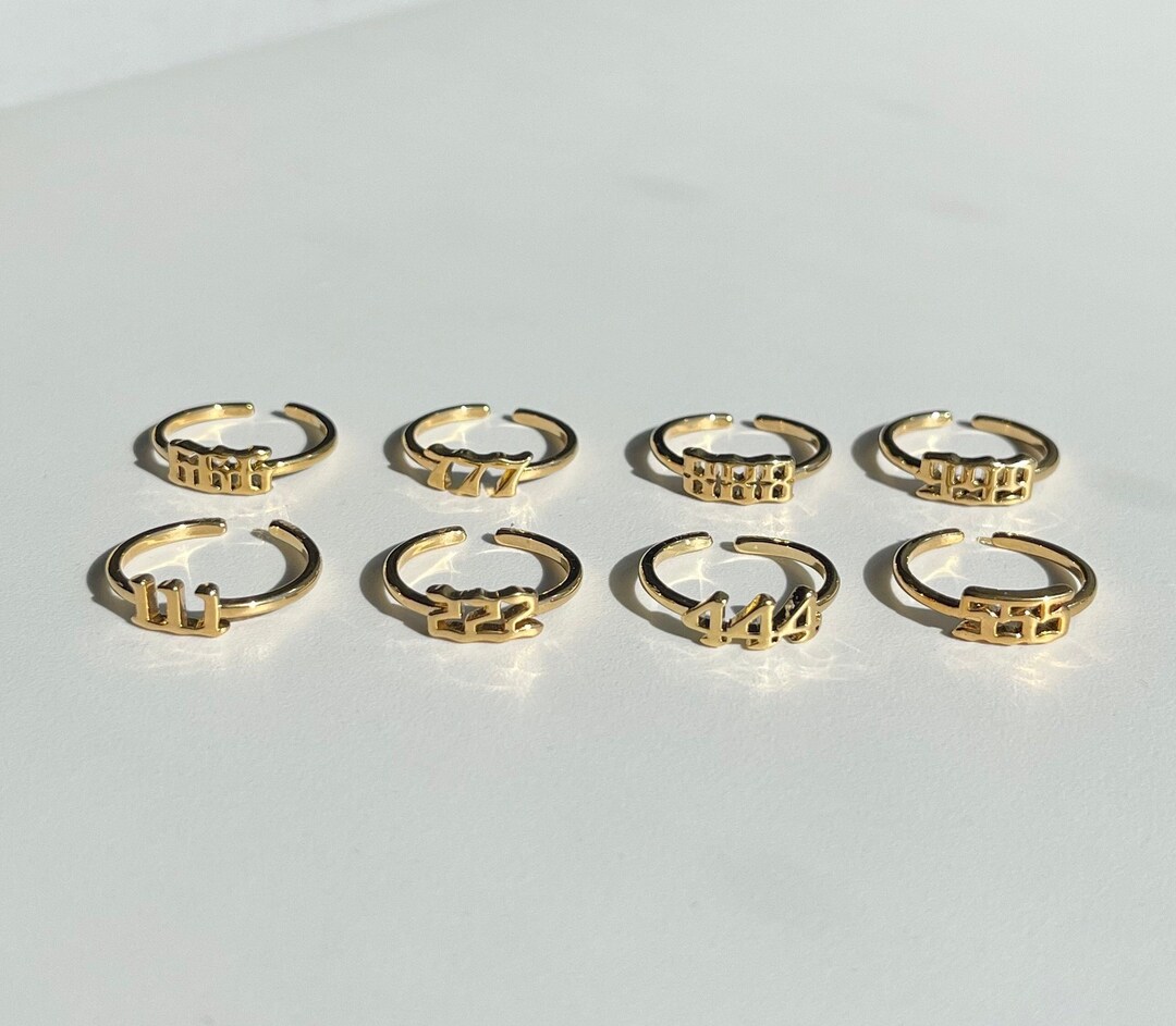 Gold Filled Adjustable Angel Number Ring | Gold Angel Number Ring ...