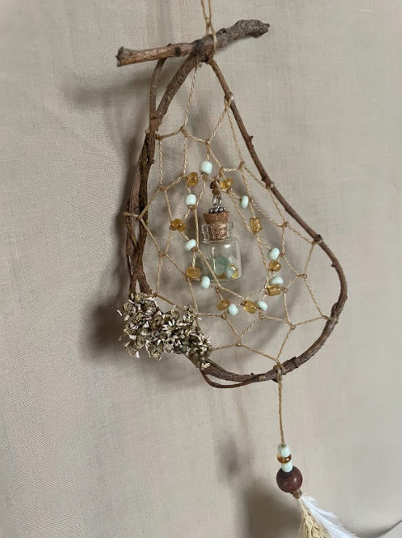 Yarrow and Glass Jar Dreamcatcher - Etsy