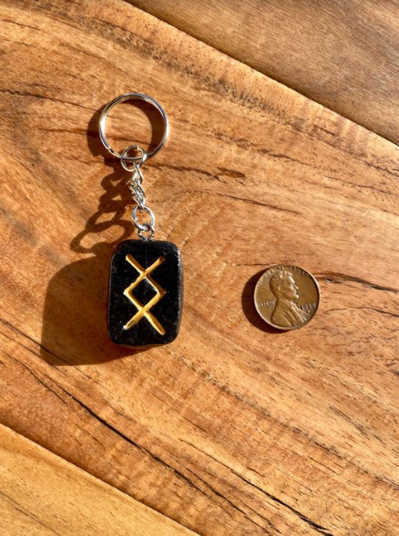 Nordic Rune Keychain (black and Gold) - Etsy