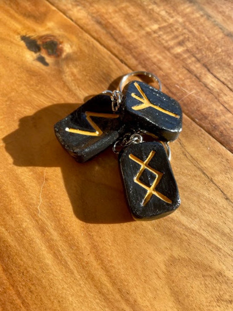 Nordic Rune Keychain (black and Gold) - Etsy