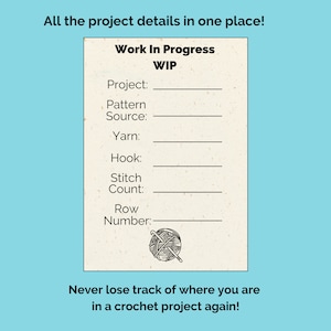 Printable Crochet Work in Progress Cards (WIP Cards) - Etsy