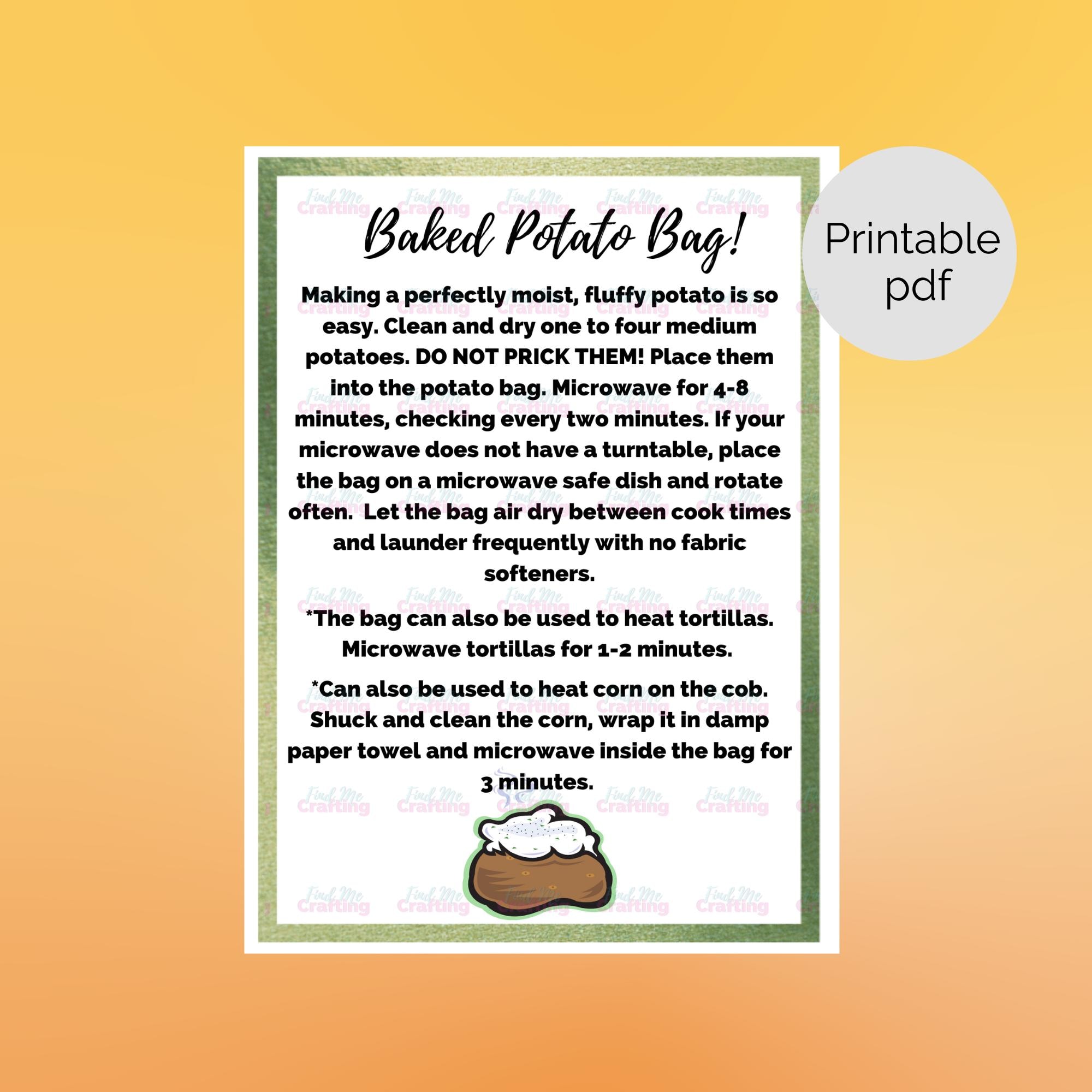 Printable Microwave Potato Bag Tags - Instructions/use Cards - Etsy