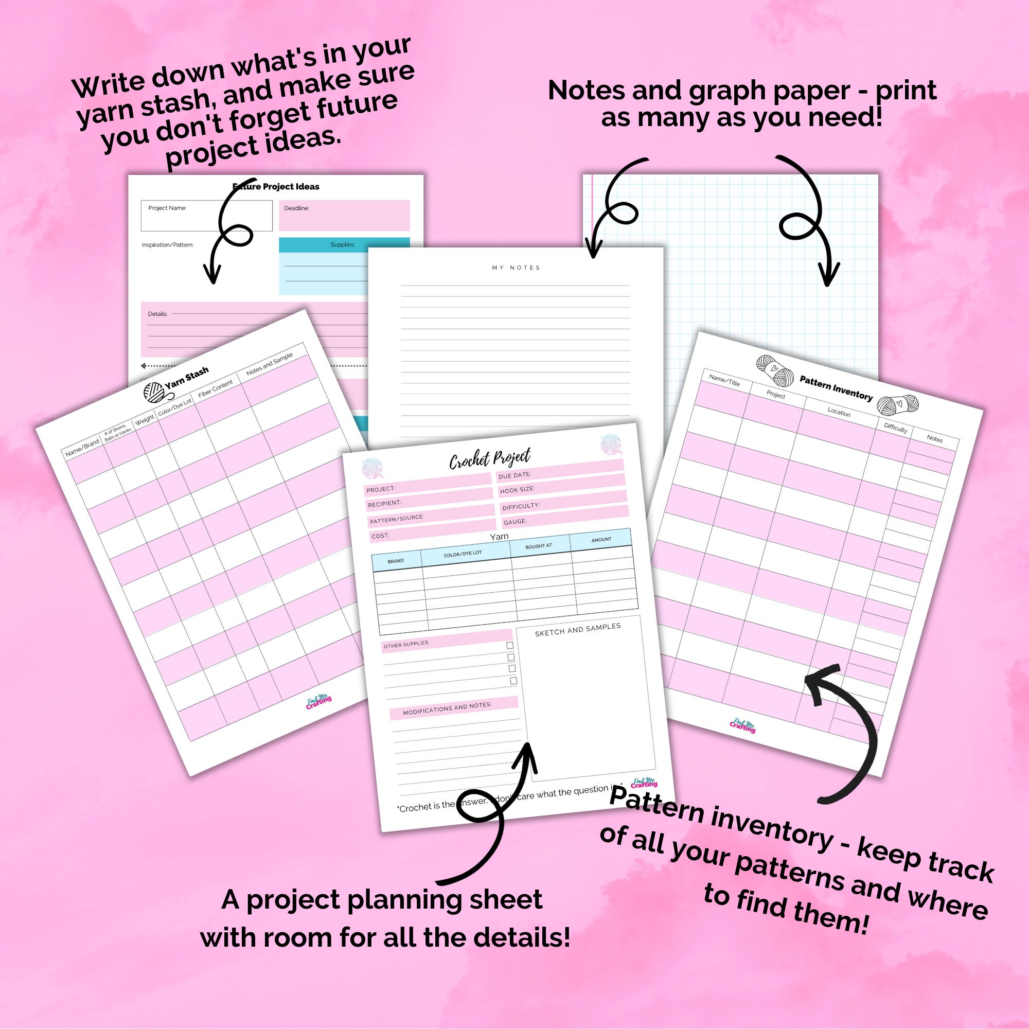 PRINTABLE Crochet Project Planner PDF - Keep Track of Projects, Yarn ...