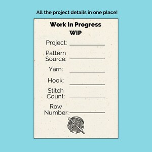Printable Crochet Work in Progress Cards WIP Cards - Etsy