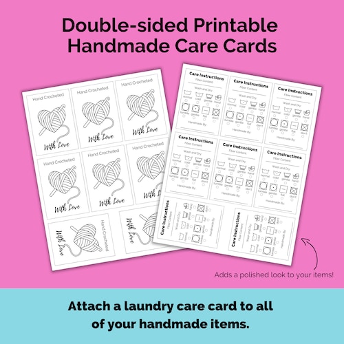 Printable Crochet Care Cards/tags That Add a Polished Look to - Etsy