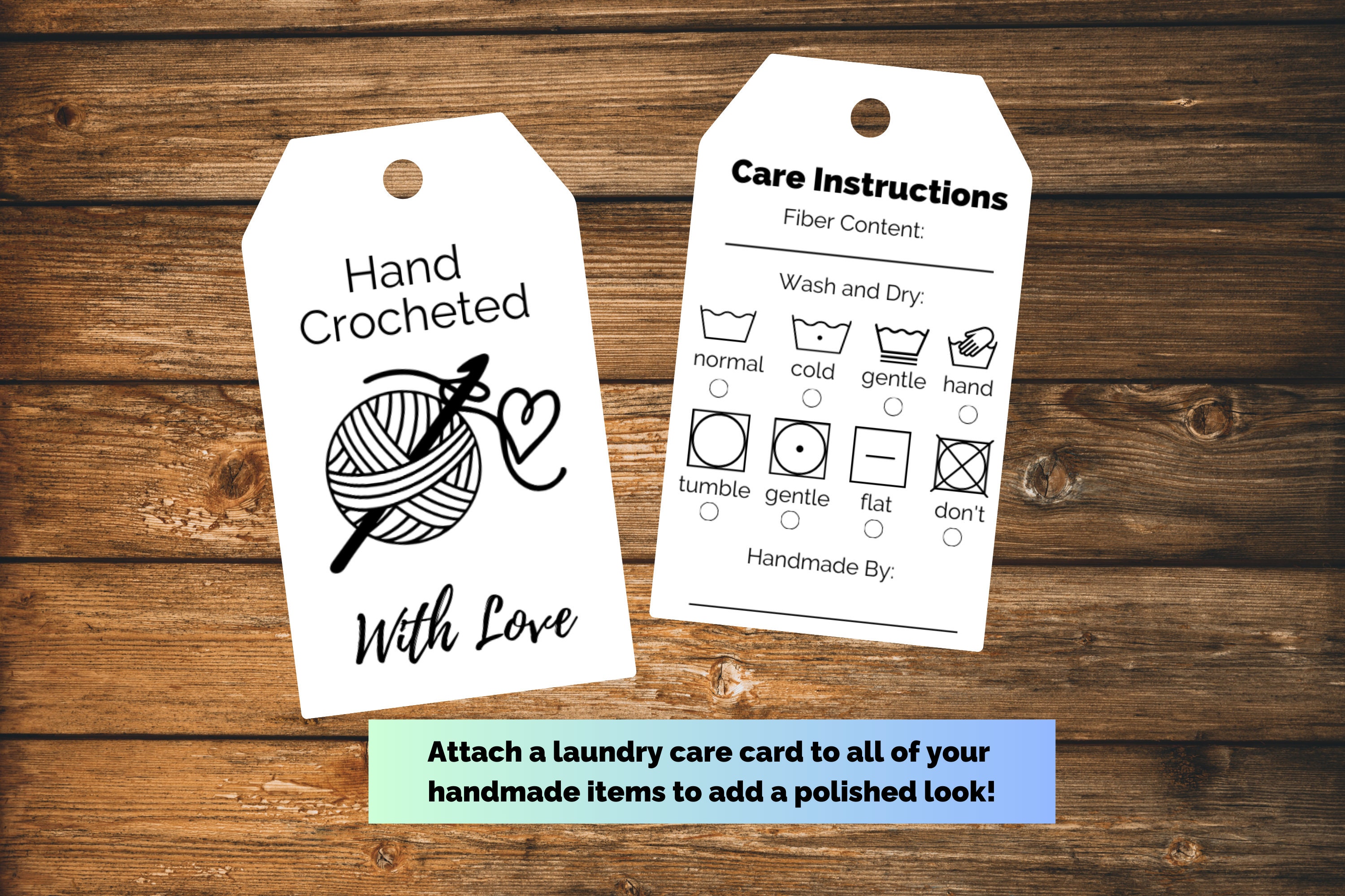 Printable Crochet Care Cards/tags That Add a Polished/professional Look ...