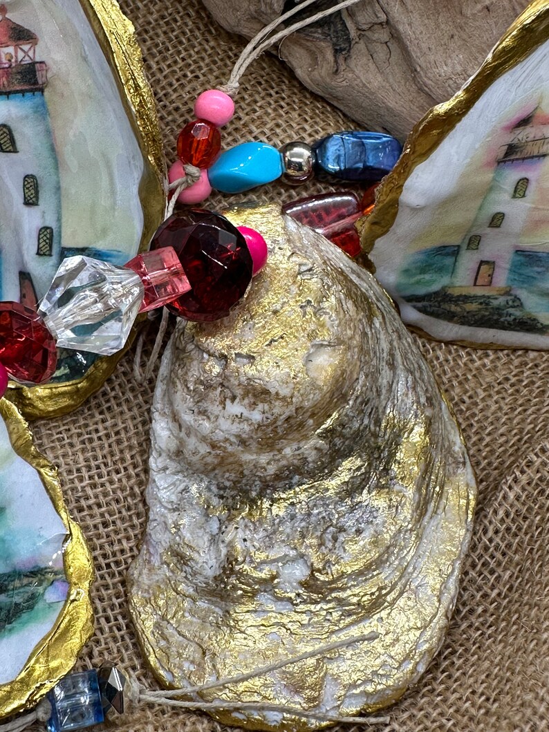 Lighthouse Decoupage Oyster Shell Ornament - Etsy