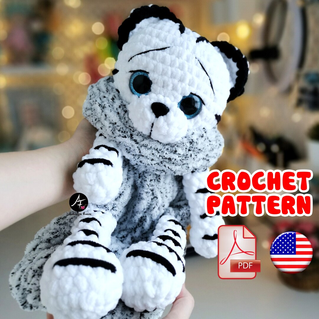 White Tiger Crochet Pattern Pajamas Bag Amigurumi Pattern Tiger Plush ...