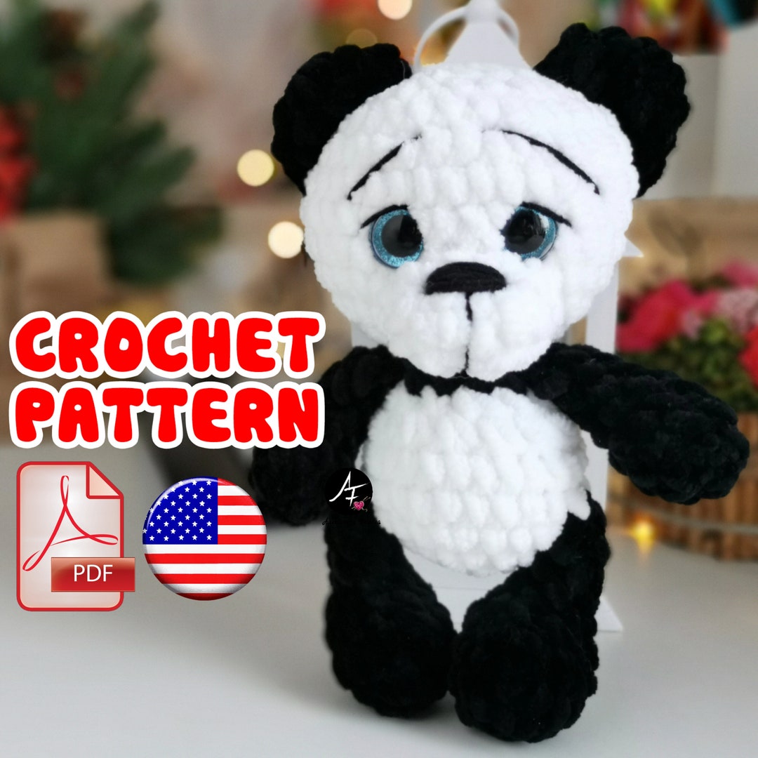 Crochet Pattern Panda Bear Amigurumi Stuffed Animal Panda Pattern PDF English Panda Plush DIY ...