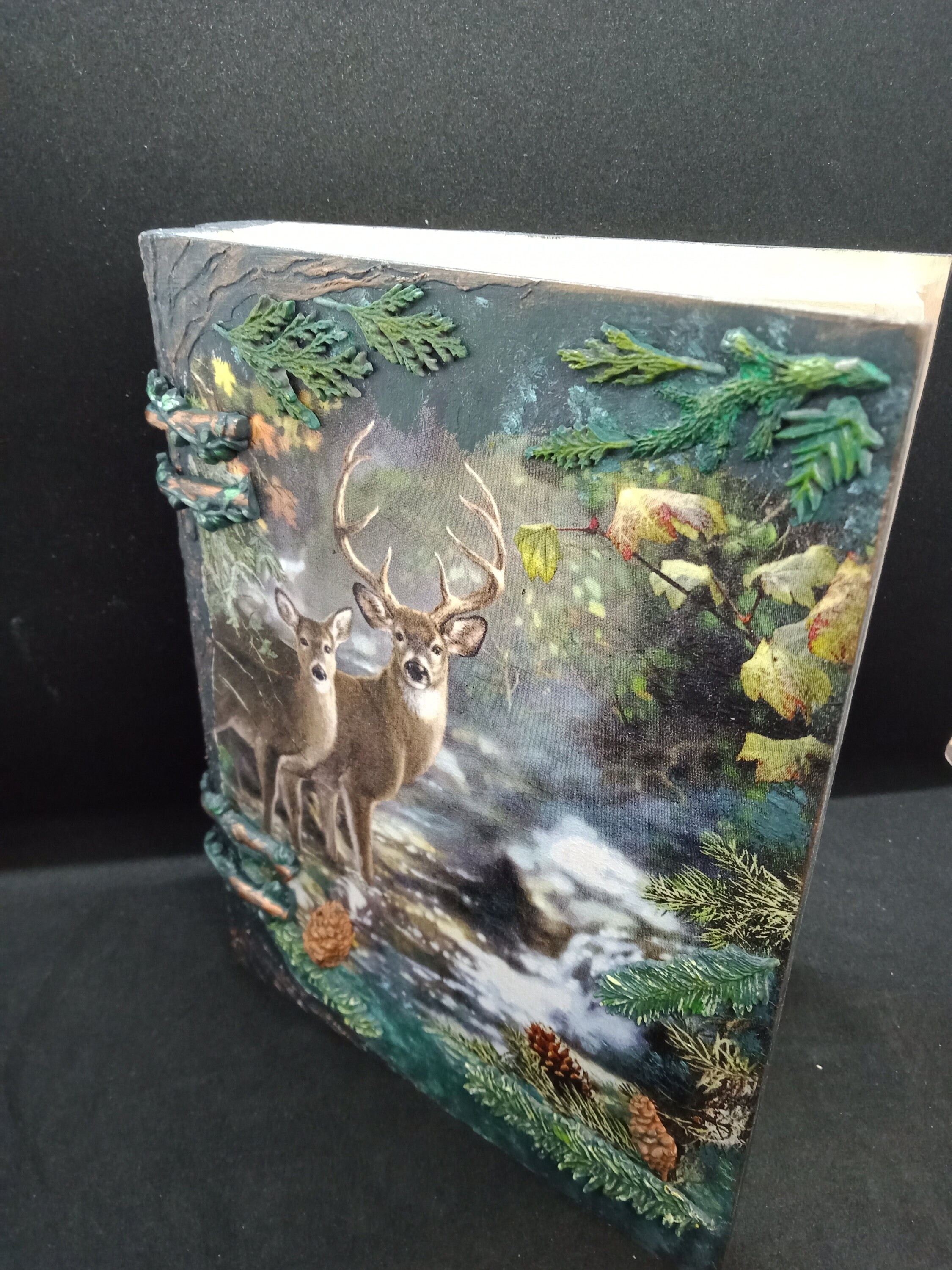 Wooden Box, Book Shape Box, Forest Theme, Unique Gift, Hand Made, Hand ...