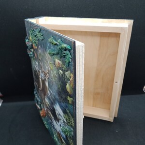 Wooden Box, Book Shape Box, Forest Theme, Unique Gift, Hand Made, Hand ...