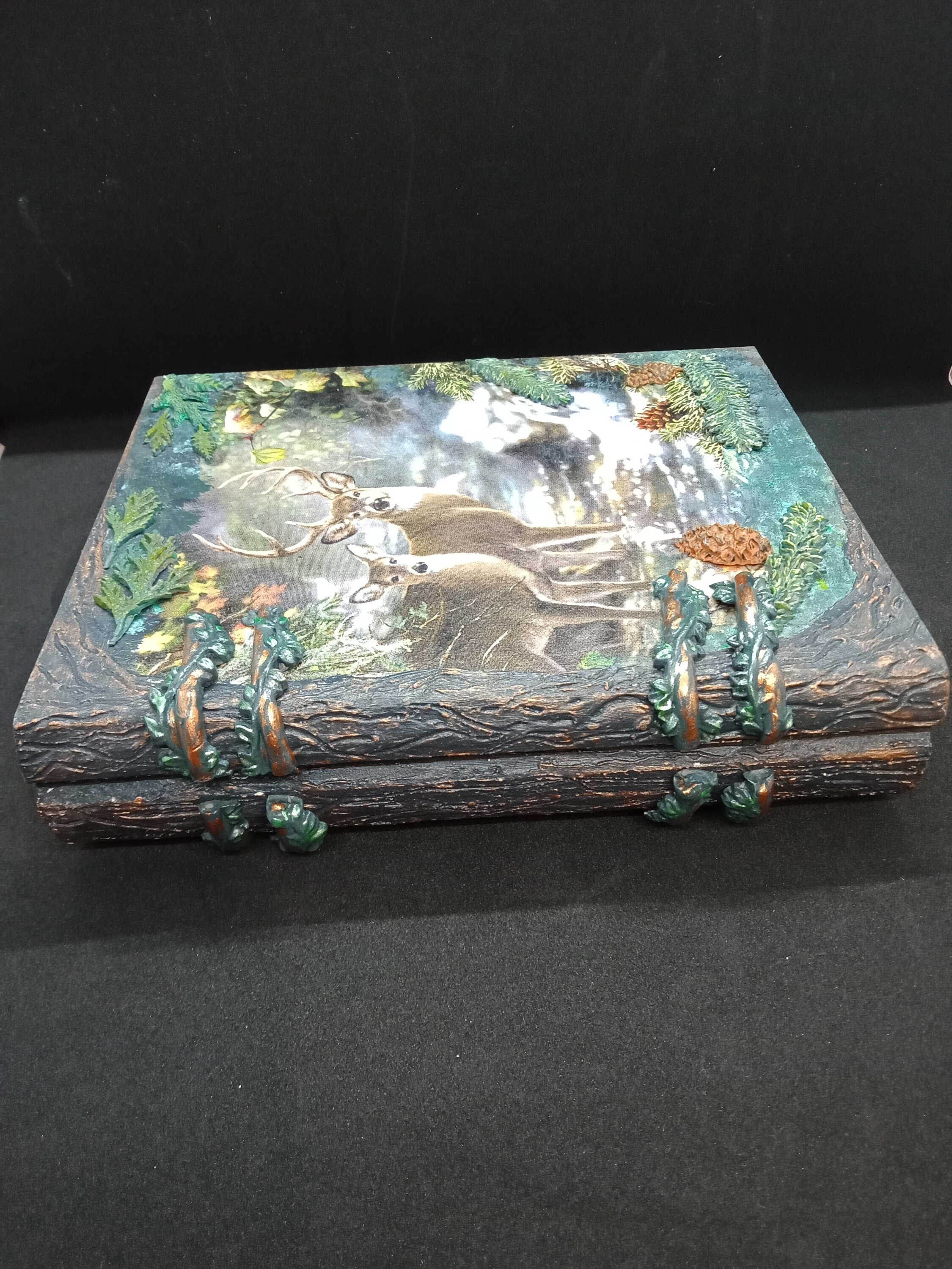 Wooden Box, Book Shape Box, Forest Theme, Unique Gift, Hand Made, Hand ...
