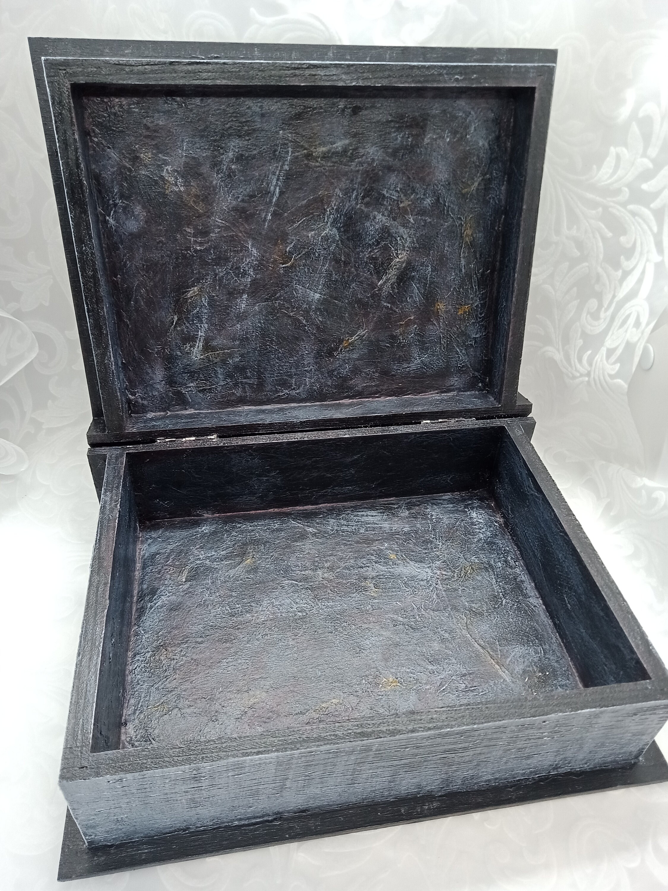 Wooden Rectangle Cuboid Book Shape Box, Hand Made, Hand Decorated ...