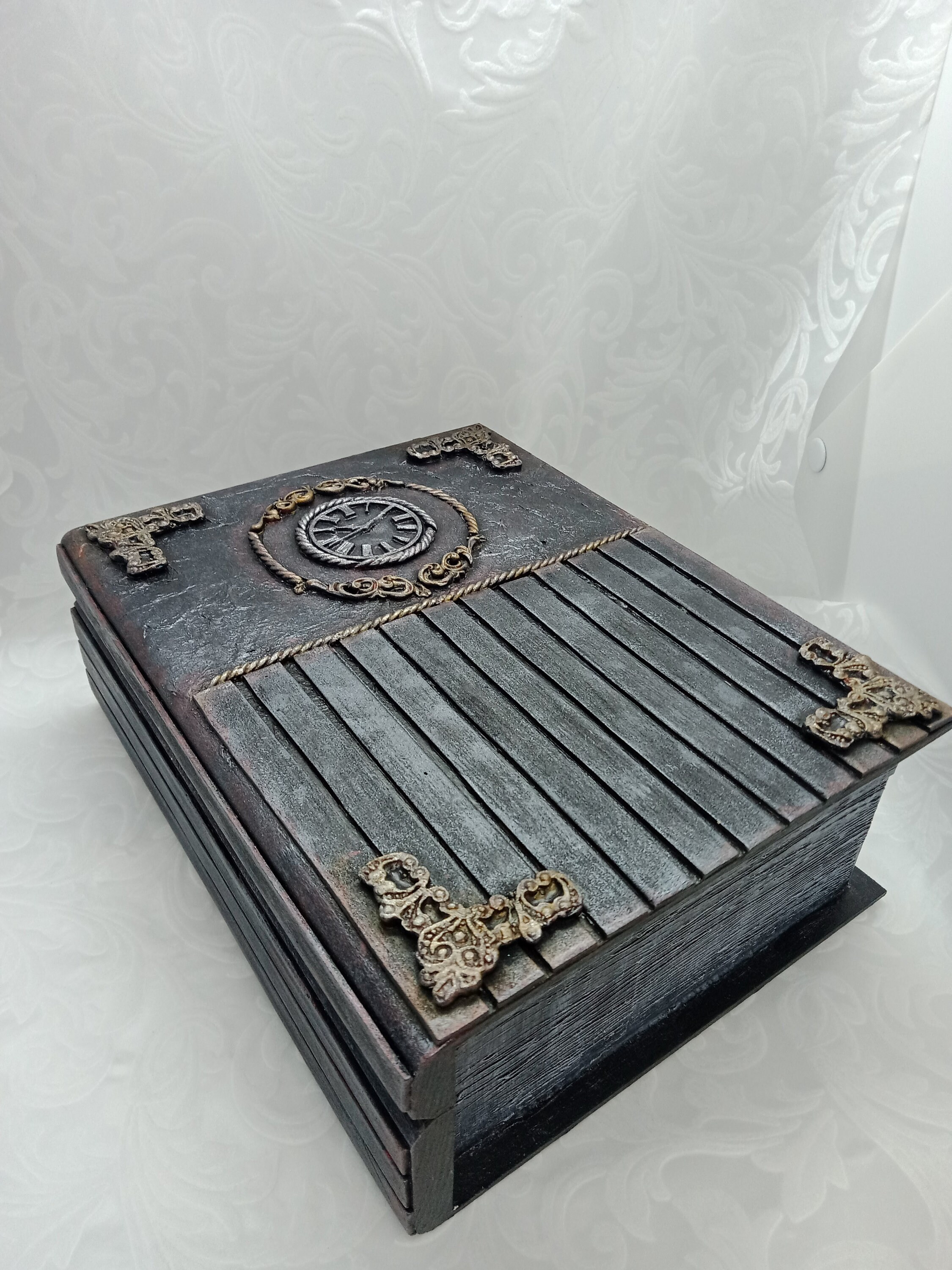 Wooden Rectangle Cuboid Book Shape Box, Hand Made, Hand Decorated ...