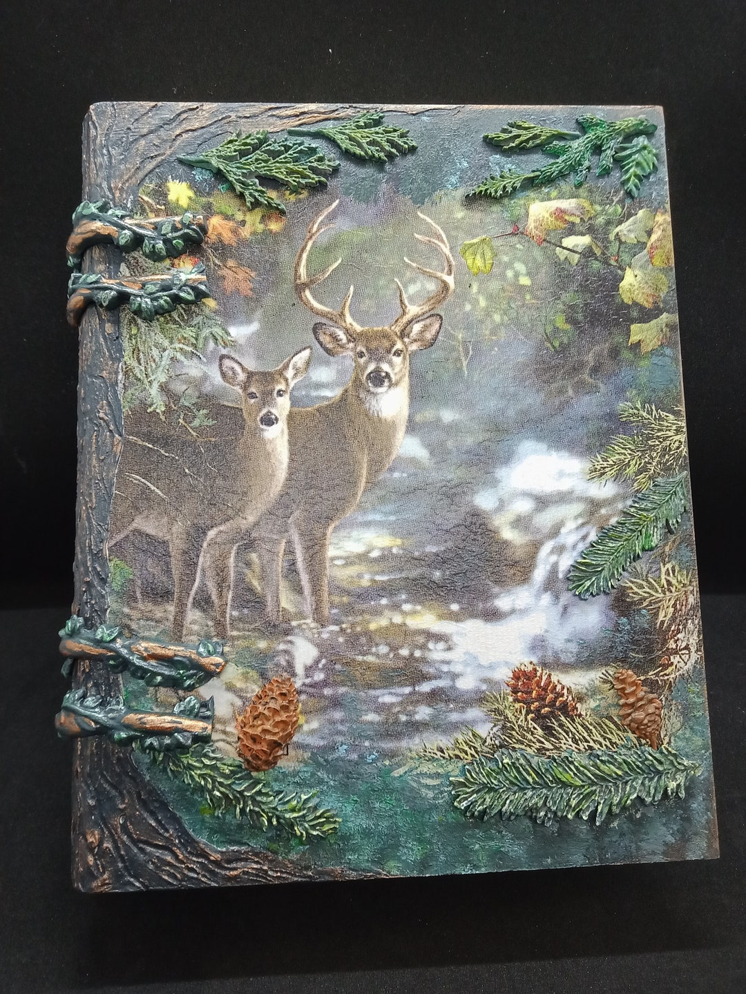 Wooden Box, Book Shape Box, Forest Theme, Unique Gift, Hand Made, Hand ...