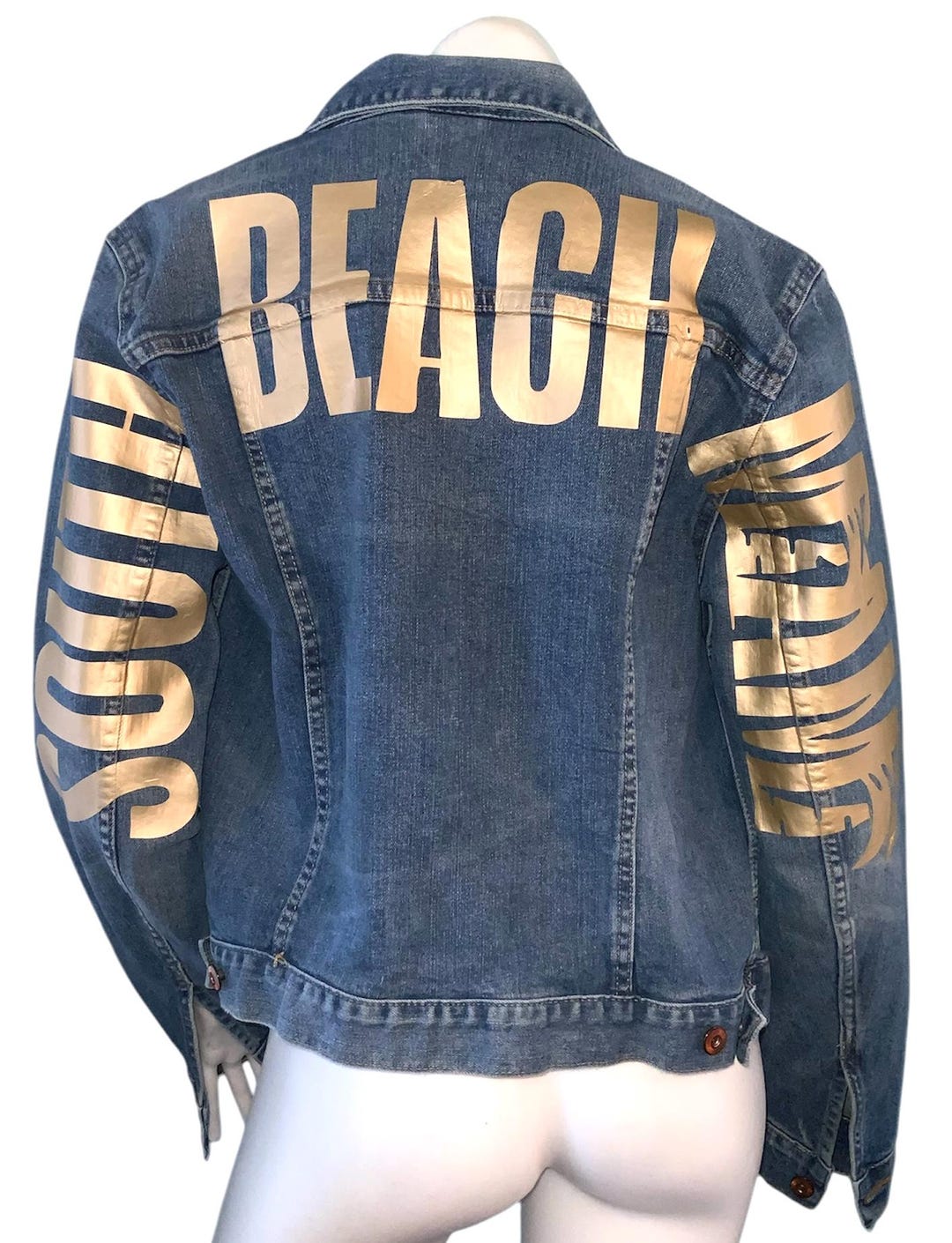 SOUTH BEACH MIAMI Jean Jacket Custom Distressed Denim Made to Order Cut ...