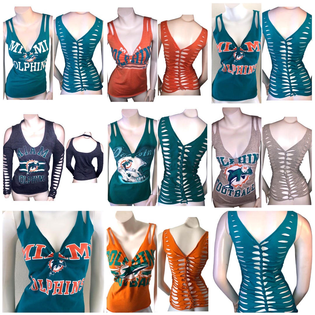 MIAMI DOLPHINS CUSTOM Made to Order Cut Weave Back Tshirt Top - Etsy
