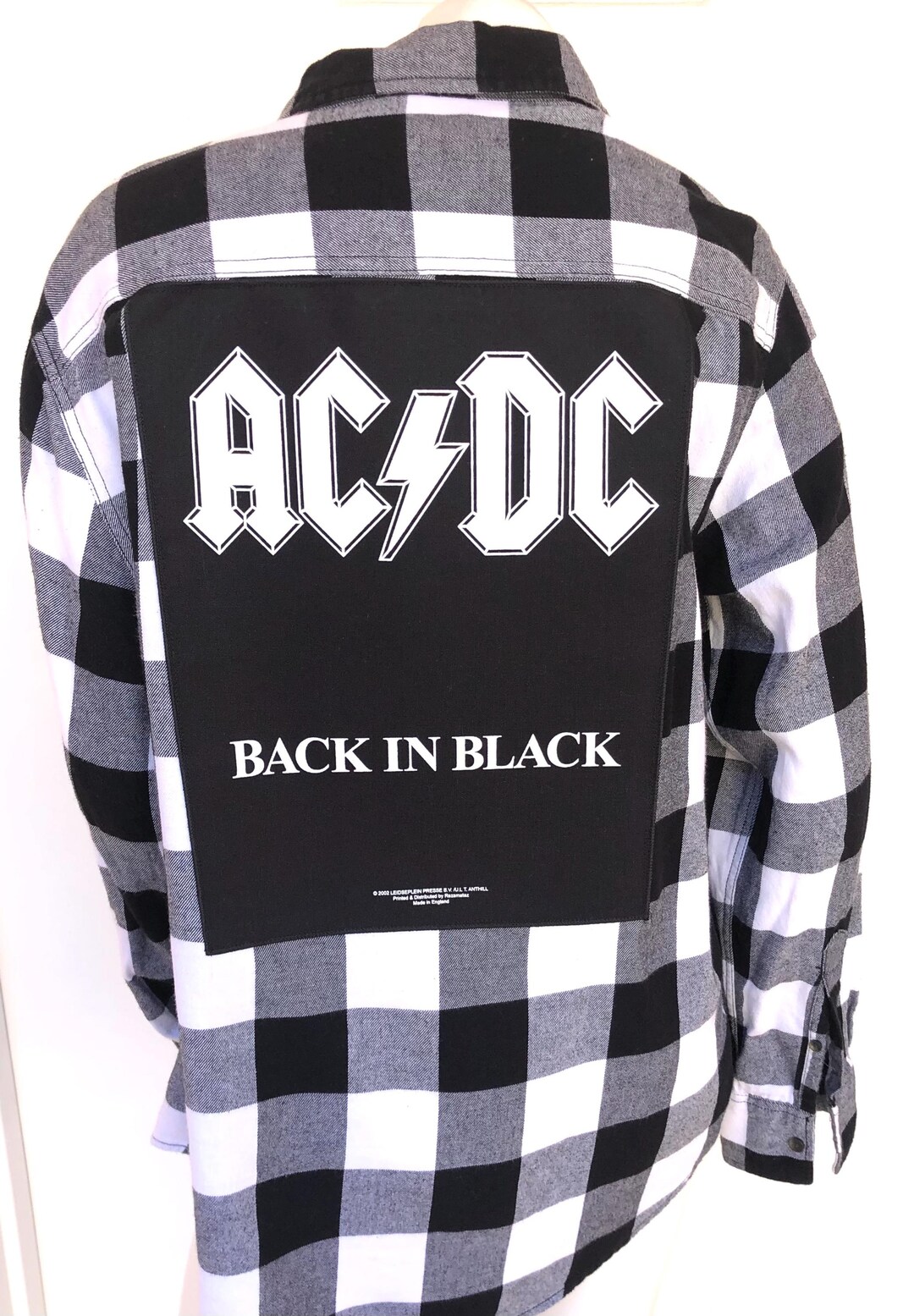 ACDC Made to Order Patch Flannel Shirt Rock Band Button Custom Grunge ...