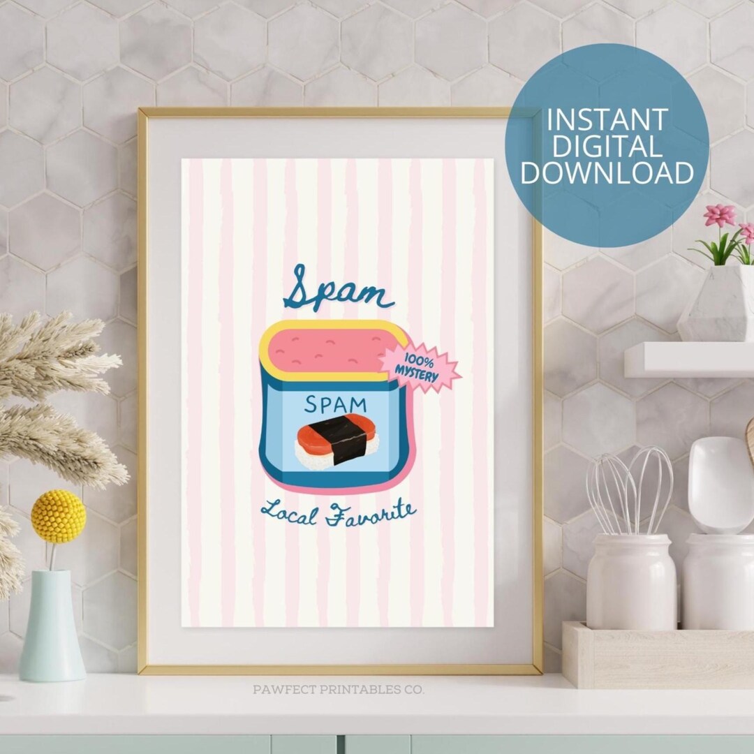 Retro Spam Musubi Wall Art, Funny Kitchen Decor, Local Favorite Food ...