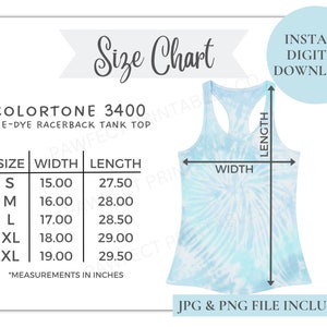Colortone Size Chart, Colortone 3400 Women's Tie Dye Racerback Tank Top ...