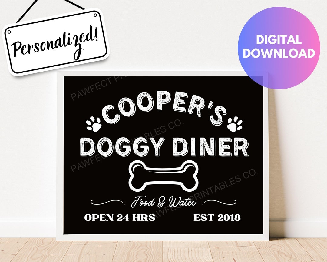 Custom Doggy Diner Sign: Personalized Pet Food Station, Cheap Christmas ...