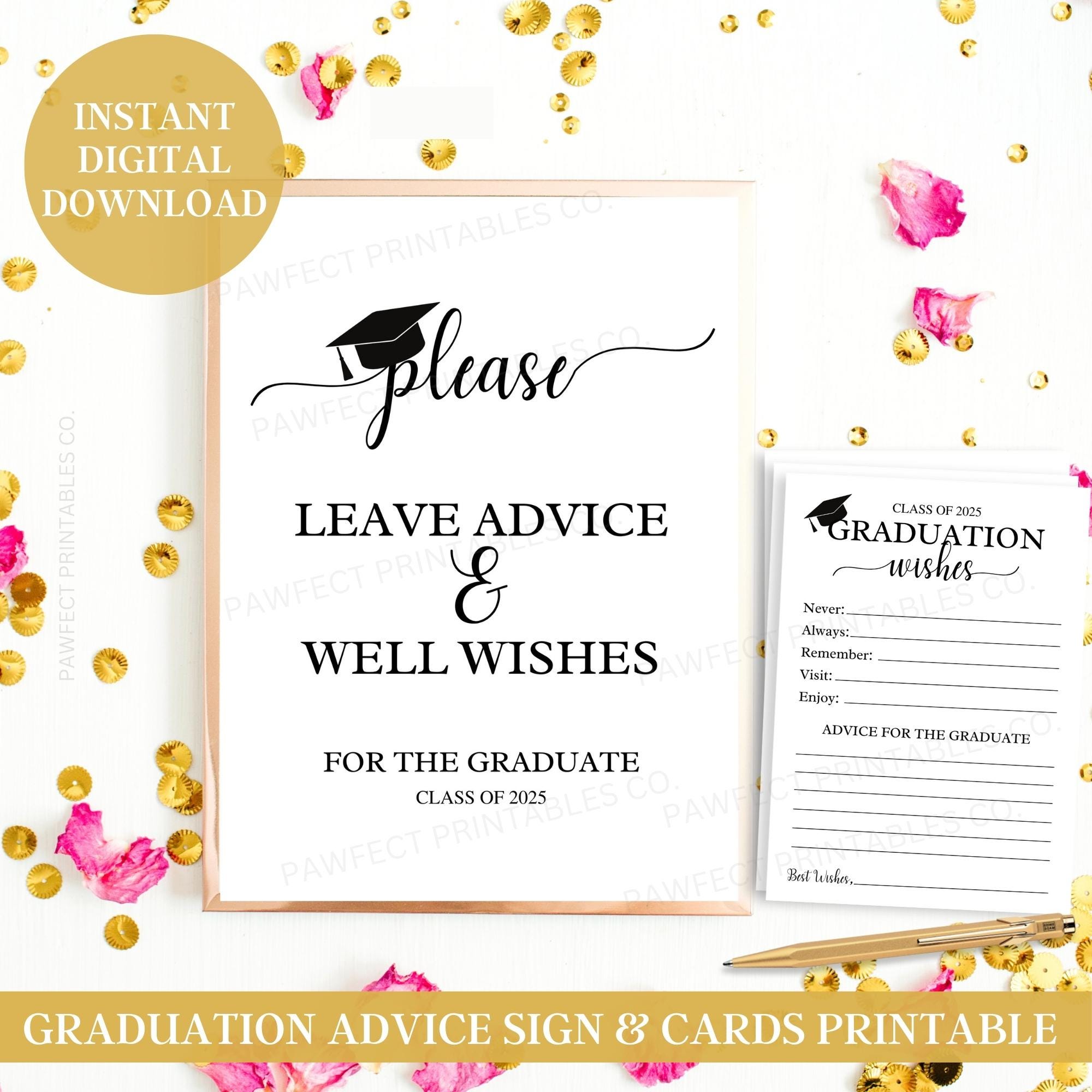 Graduation Advice Cards and Sign, Graduation Party Sign, Graduation ...