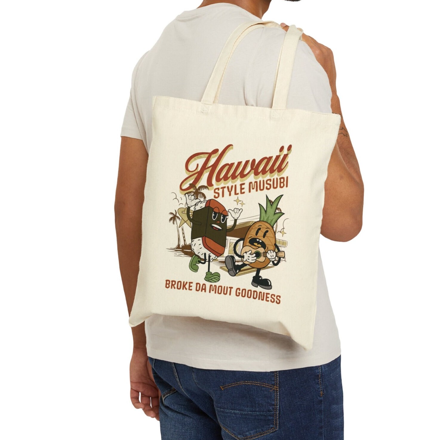 Spam Musubi Tote Bag, Spam Musubi Bag, Cotton Canvas Tote Bag, Hawaiian ...
