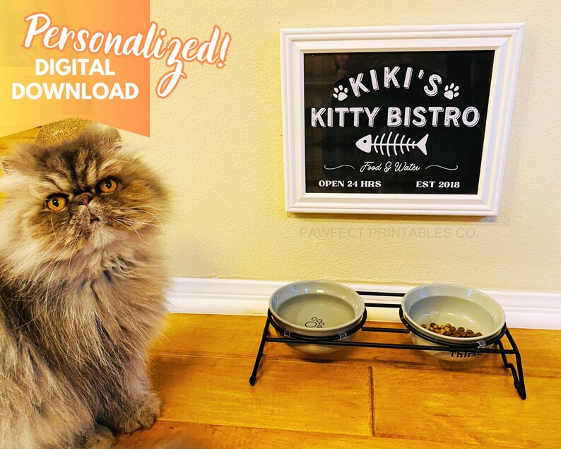 Personalized Cat Food Sign, Cat Custom Art, Custom Sign for Cat Food ...
