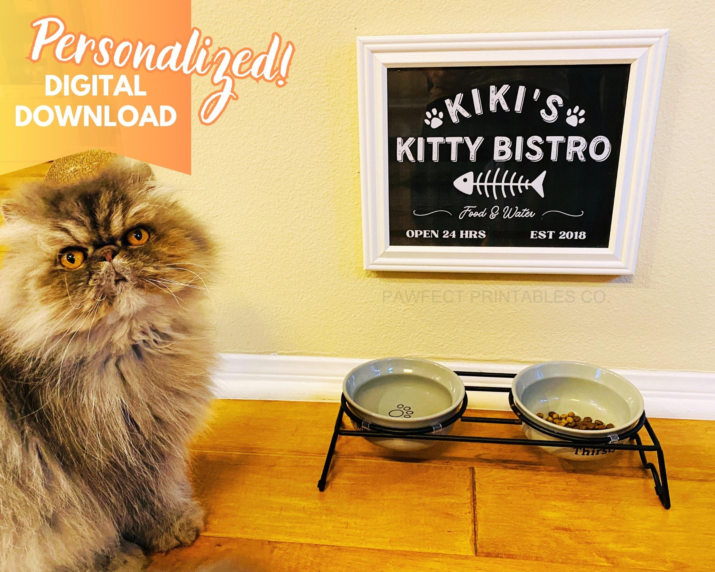 Personalized Cat Food Sign, Cat Custom Art, Custom Sign for Cat Food ...