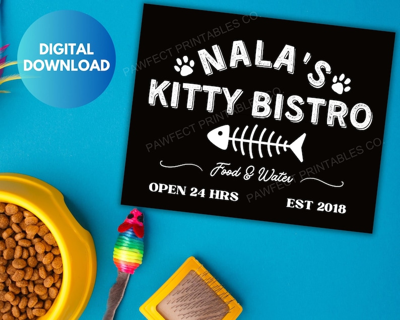 Personalized Cat Food Sign, Cat Custom Art, Custom Sign for Cat Food ...