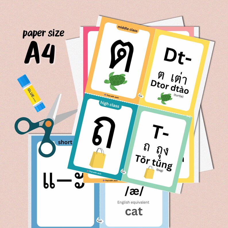 Thai Language Flashcards Thai Consonants & Thai Vowels - Etsy