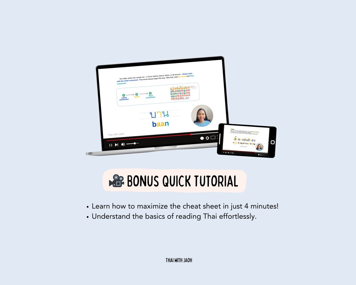 Printable Thai Reading Cheat Sheet | Thai Consonants & Vowels Practice ...