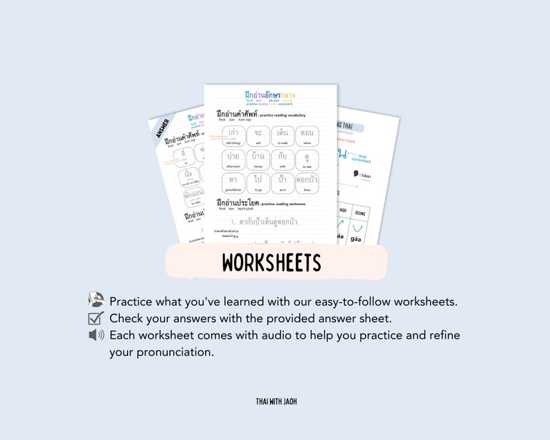 Printable Thai Reading Cheat Sheet | Thai Consonants & Vowels Practice ...