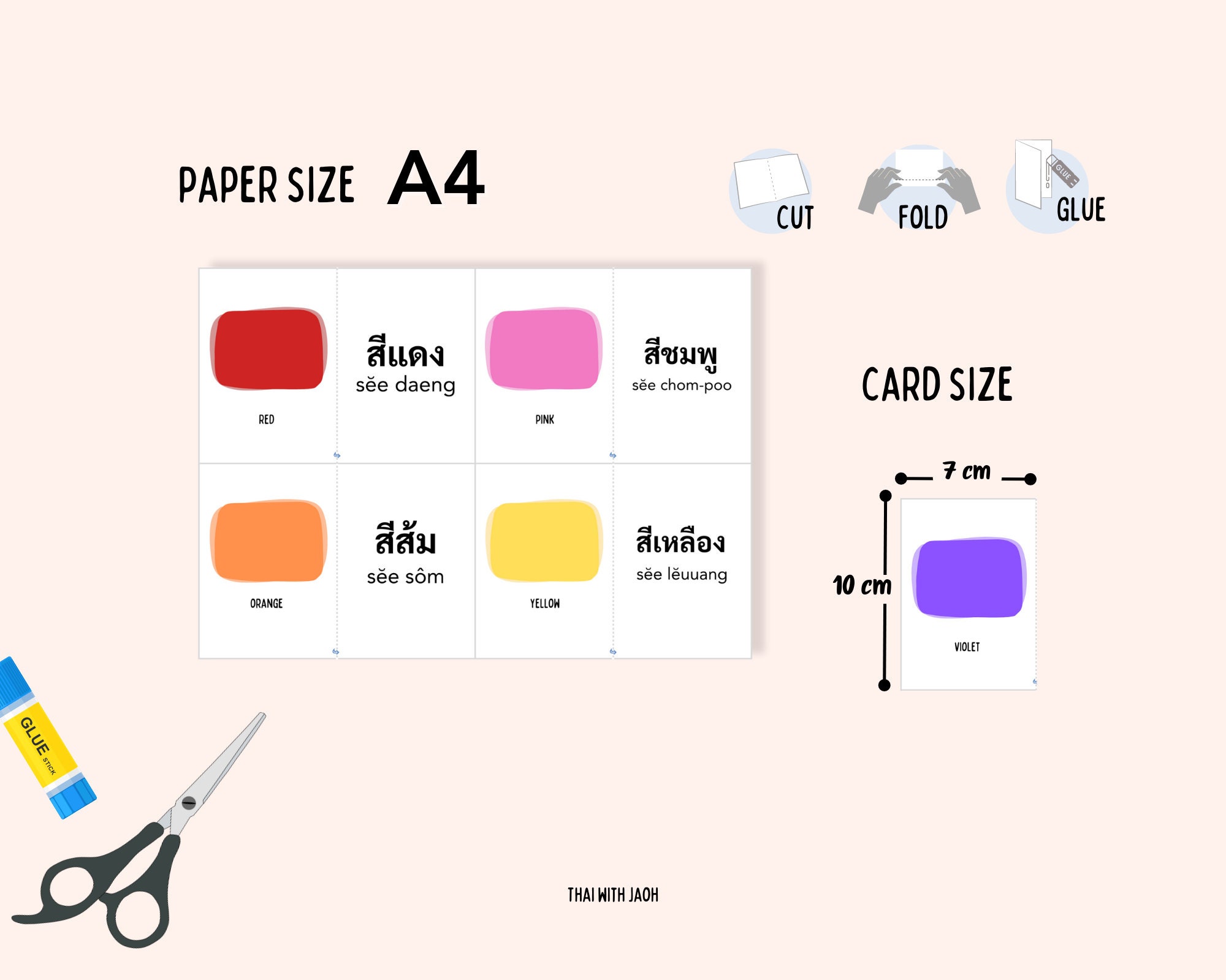 28 Thai Colors Flash Cards Set With Poster. - Etsy